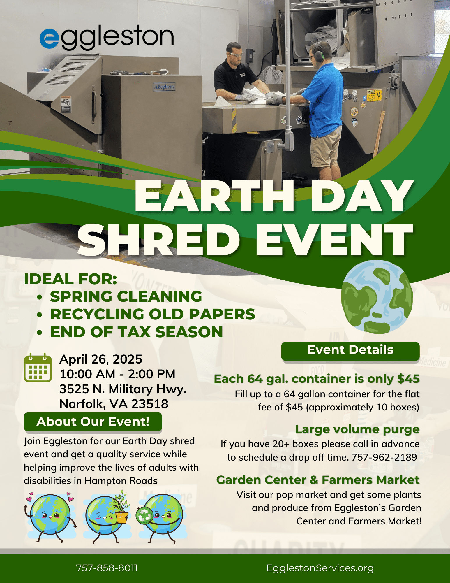 Earth Day Shred Event - Eggleston Services VA